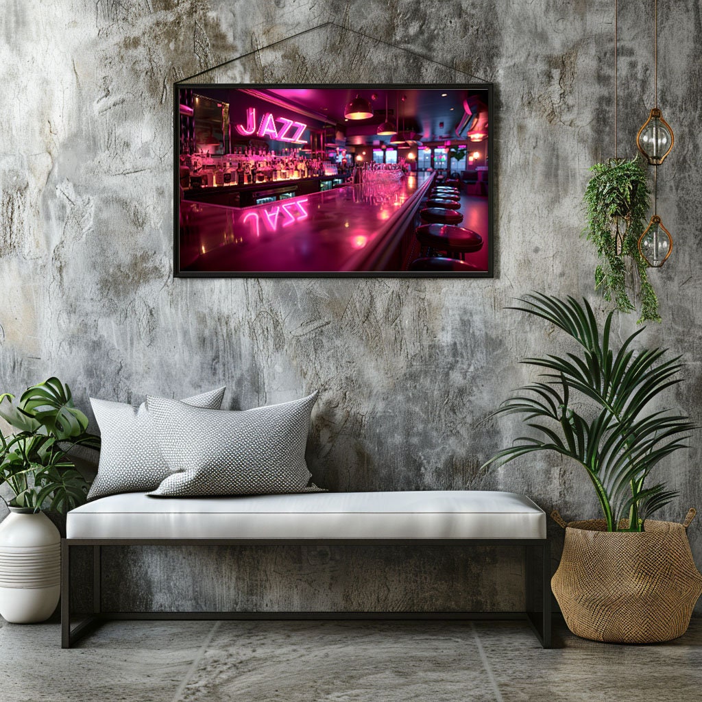 Pink Neon Jazz Sign Jazz Club Print Jazz Art Jazz Print Gift for Jazz ...