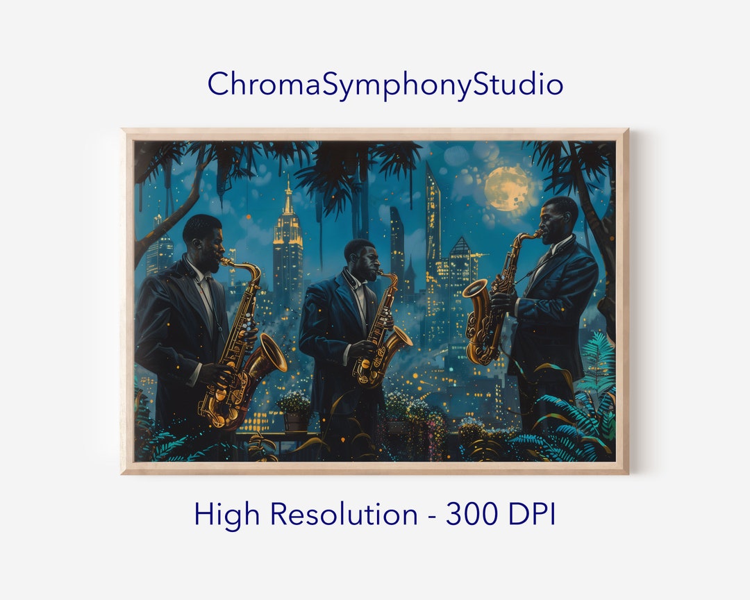 Rooftop Saxophone Jazz Art Sax Art Gift for Jazz Lover Musician Gift ...