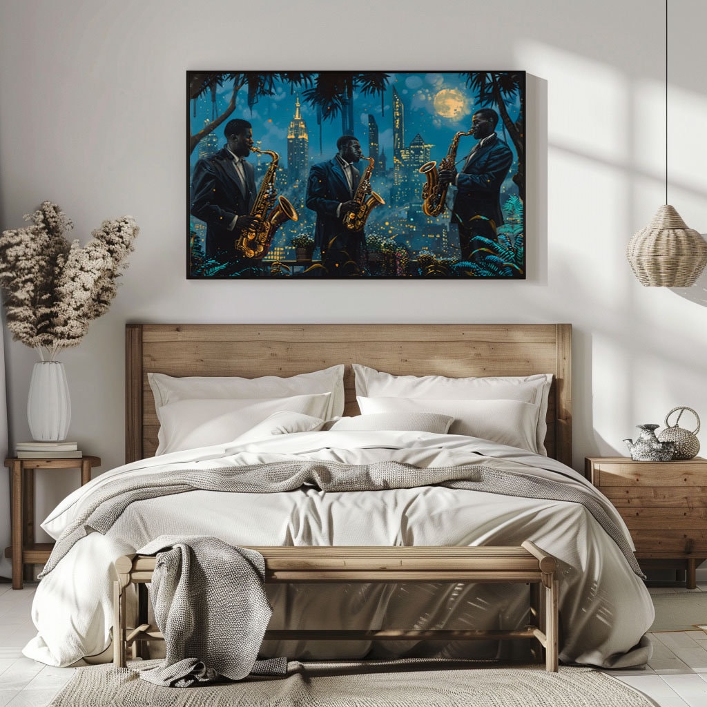 Rooftop Saxophone Jazz Art Sax Art Gift for Jazz Lover Musician Gift ...