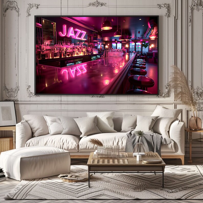 Pink Neon Jazz Sign Jazz Club Print Jazz Art Jazz Print Gift for Jazz ...