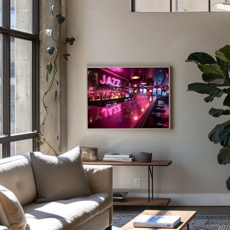 Pink Neon Jazz Sign Jazz Club Print Jazz Art Jazz Print Gift for Jazz ...