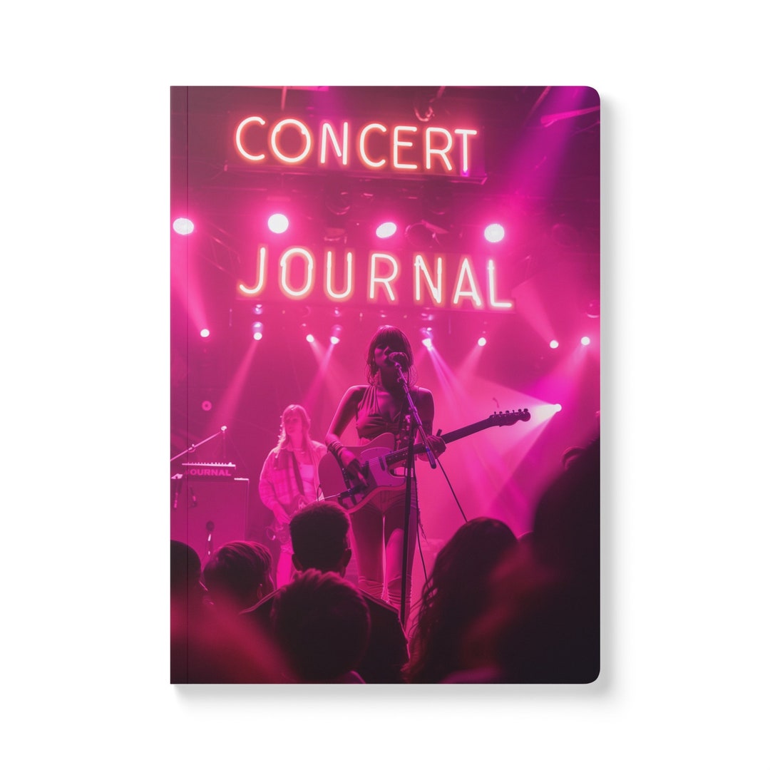 Concert Journal for Women in Neon Pink Lettering. Capture Live Music ...