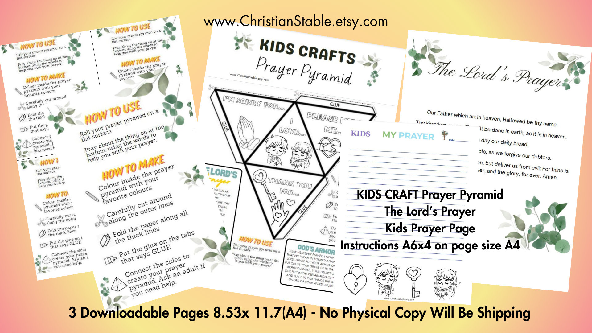 Prayer Pyramid KIDS CRAFTS - Etsy