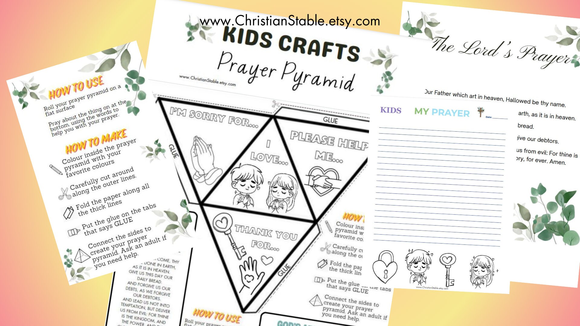 Prayer Pyramid KIDS CRAFTS - Etsy