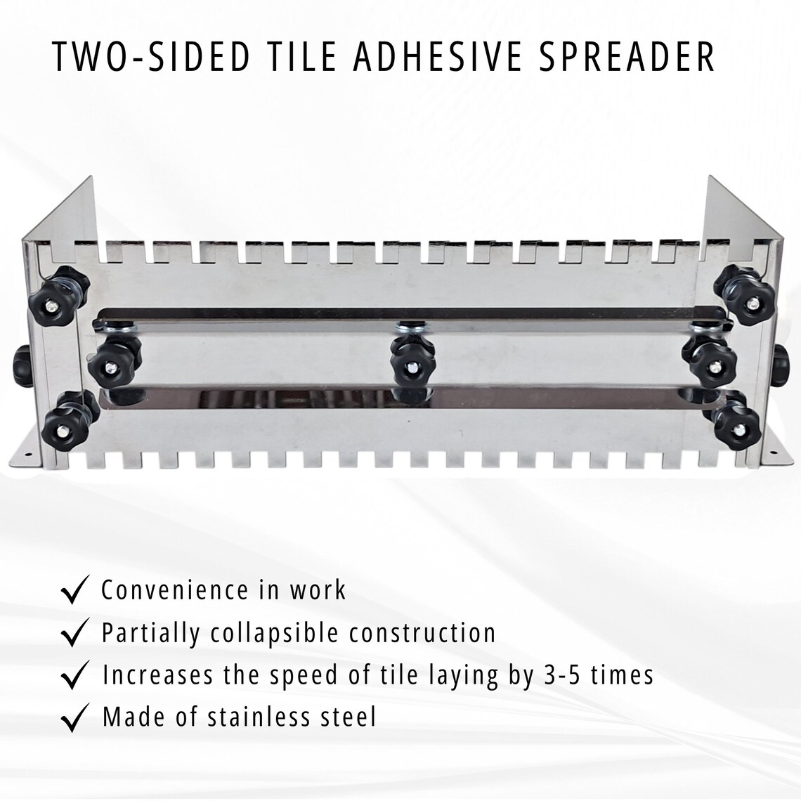 Two-sided Adjustable Trowel Box Stainless Steel Teeth 10/12mm Tiling ...