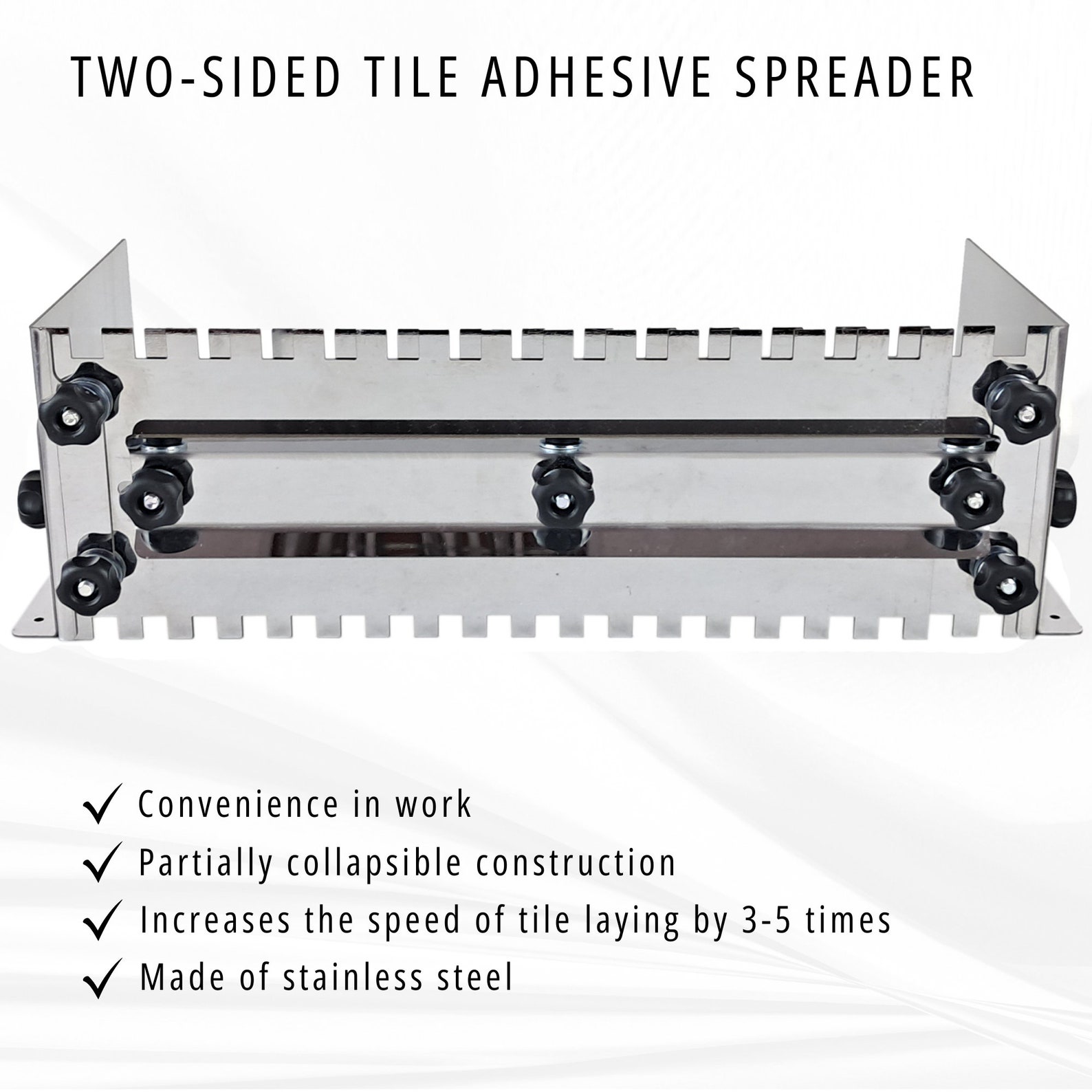 Two-sided Adjustable Trowel Box Stainless Steel Teeth 10/12mm Tiling ...