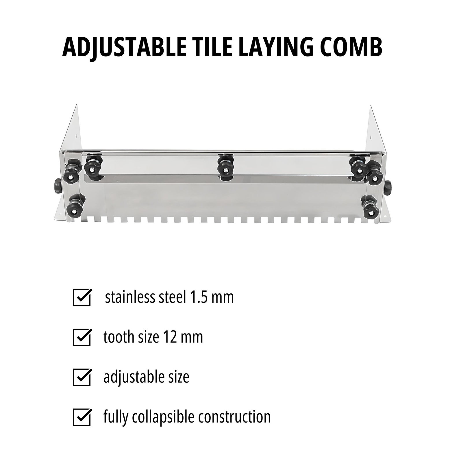 Adjustable Stainless Steel Trowel Box With Teeth 12x12mm/0.47" for ...