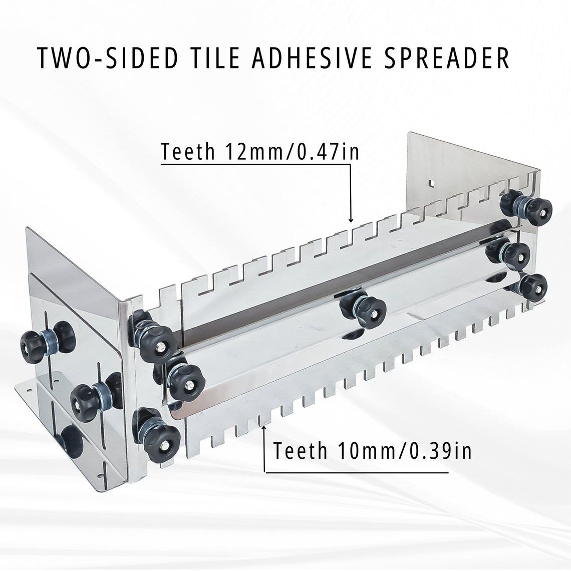 Two-sided Adjustable Trowel Box Stainless Steel Teeth 10/12mm Tiling ...
