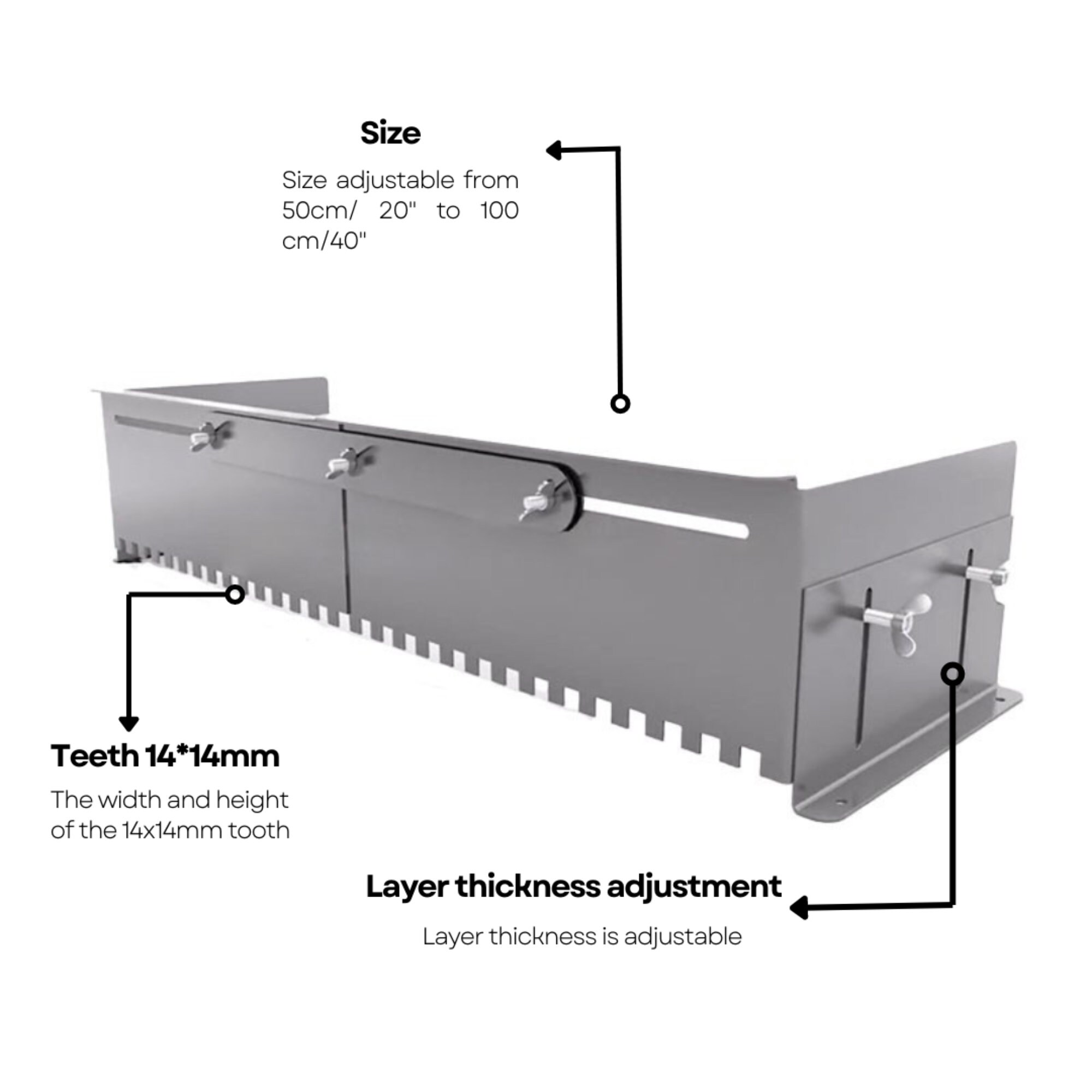 Adjustable Trowel Box Stainless Steel Trowel Tool TEETH 1414mm Trowel ...