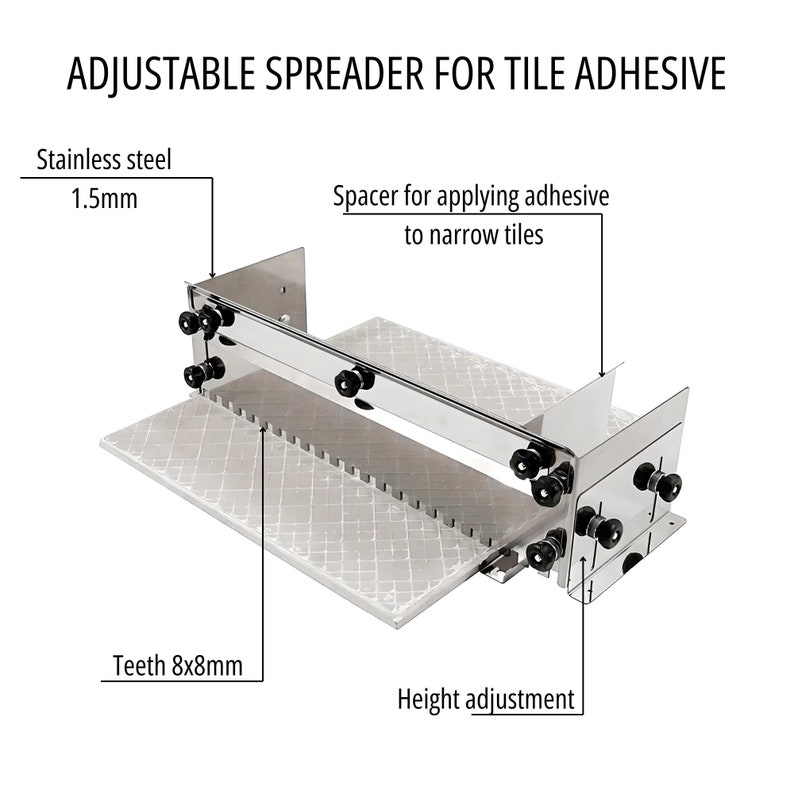 Trowel Box Stainless Steel Trowel Tool Teeth 10mm/0.39in Adjustable ...