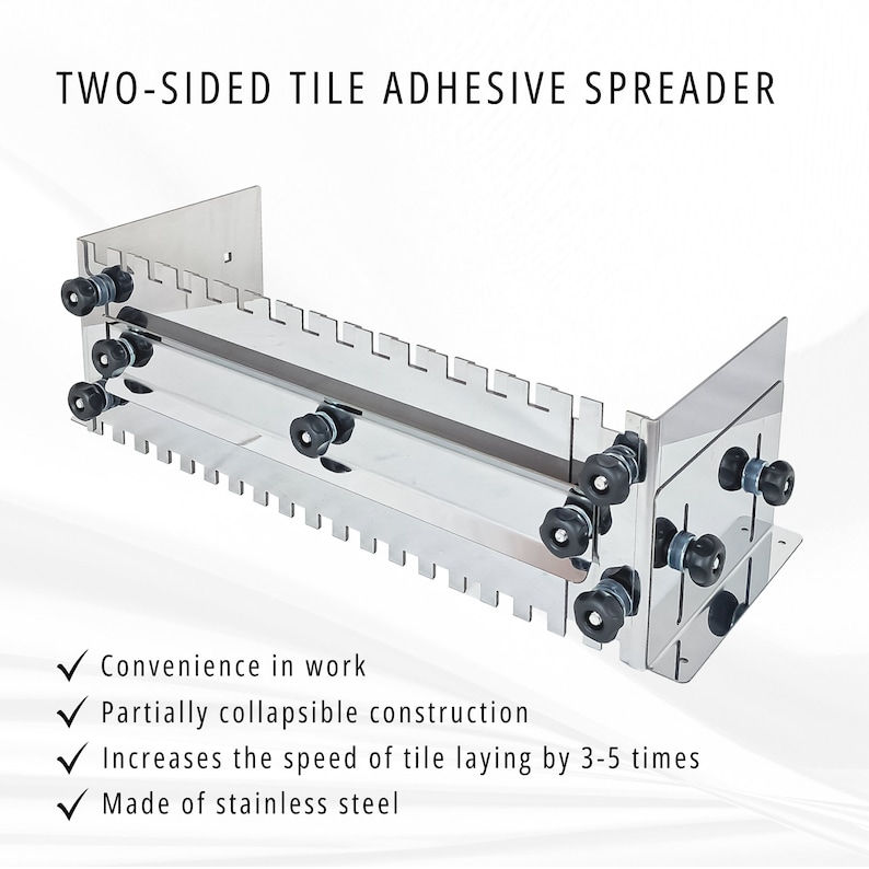 Two-sided Tile Adhesive Spreader Stainless Steel Trowel Tool Teeth 10 ...