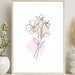 Flower Line Art Print,pink Line Art Poster,boho Wall Print,flower ...