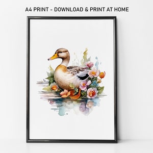 Printable Duck Art,beautiful Duck Wall Art,spring Art,spring Poster ...