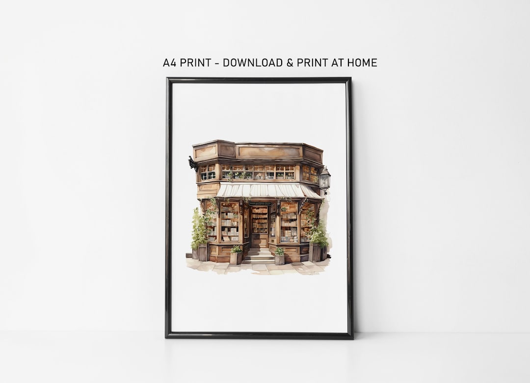 Bookshop Art A4 Printable Bookshop Poster,bookshop Wall Print,printable ...