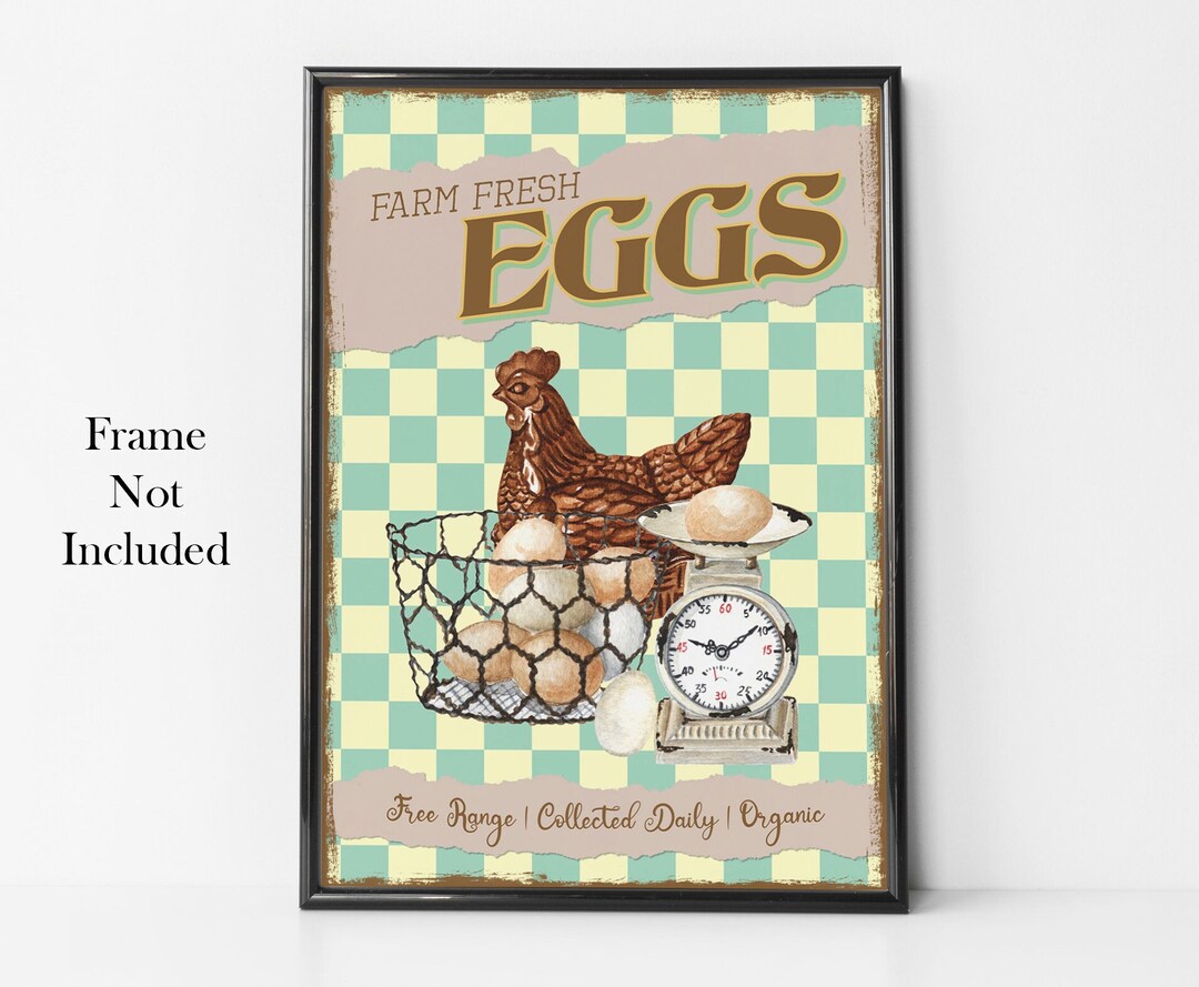 Printable Farm Fresh Eggs Print,cottage Kitchen Decor,farm Print,fresh ...
