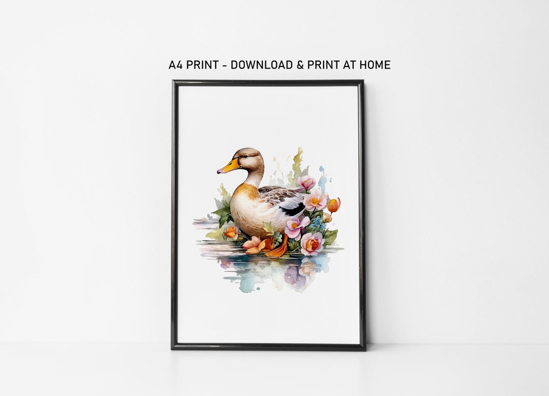 Printable Duck Art,beautiful Duck Wall Art,spring Art,spring Poster ...