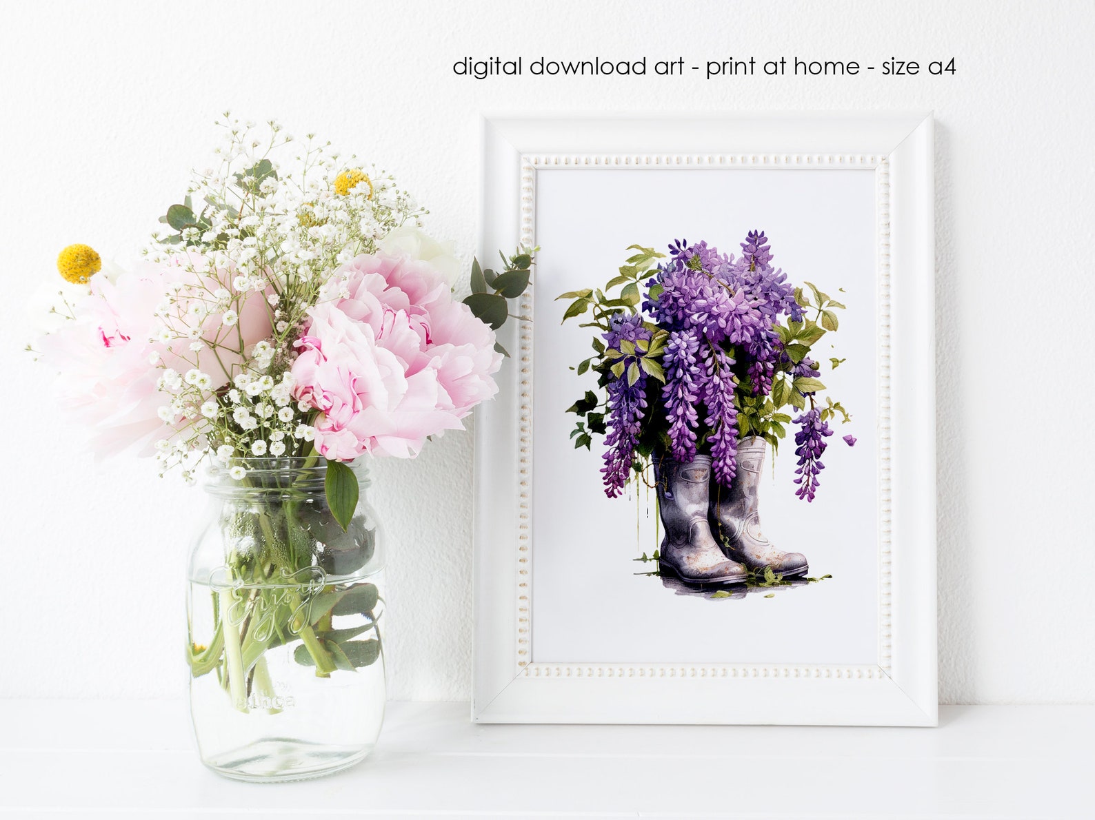 Printable Garden Art A4 Garden Boots Art Spring Art Printable Spring ...