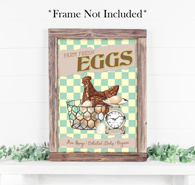 Printable Farm Fresh Eggs Print,cottage Kitchen Decor,farm Print,fresh ...