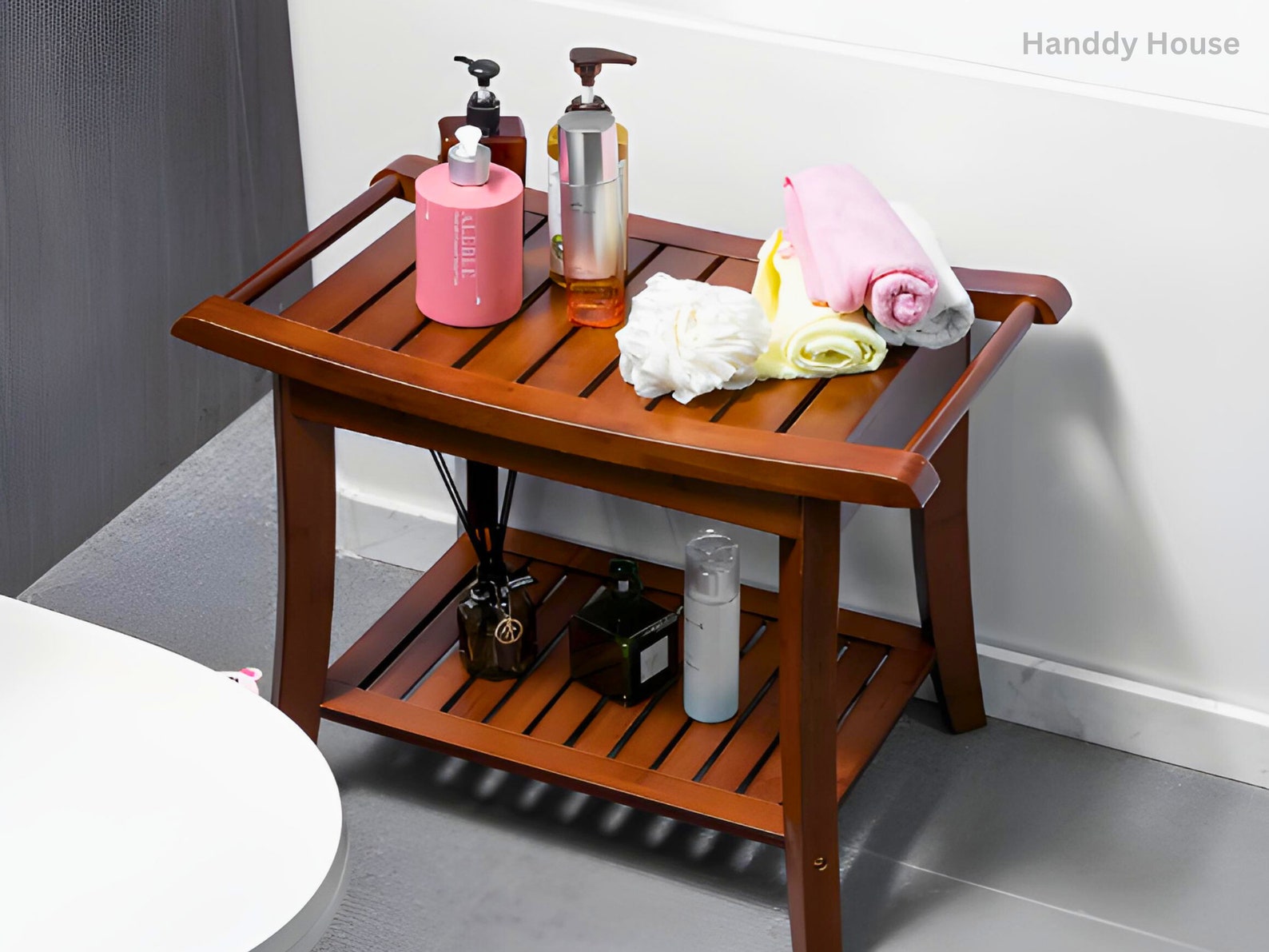 Handmade Wooden Shower Stool Modern Bathroom Stool Shower Bench Shower ...