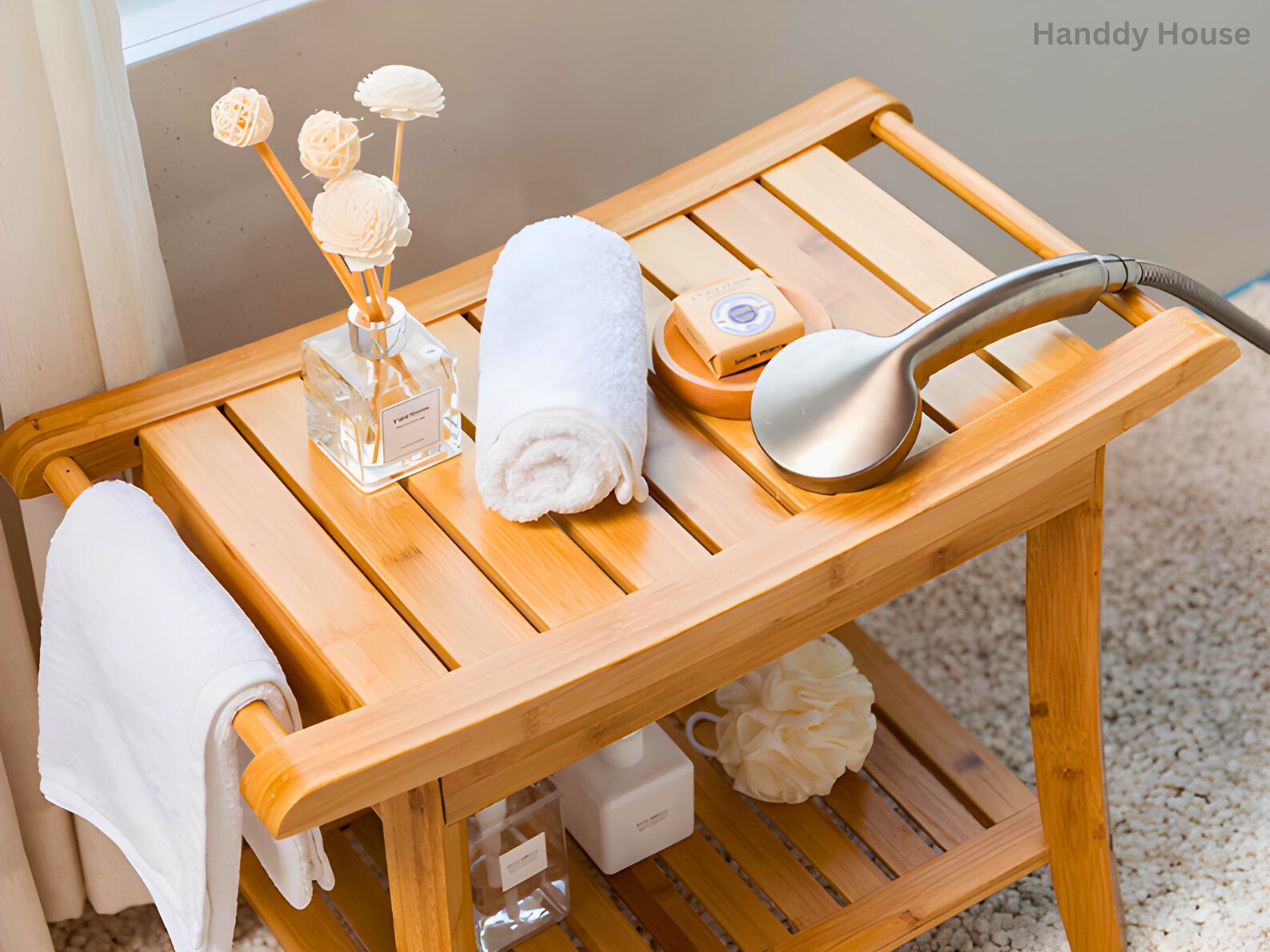 Handmade Wooden Shower Stool Modern Bathroom Stool Shower Bench Shower ...