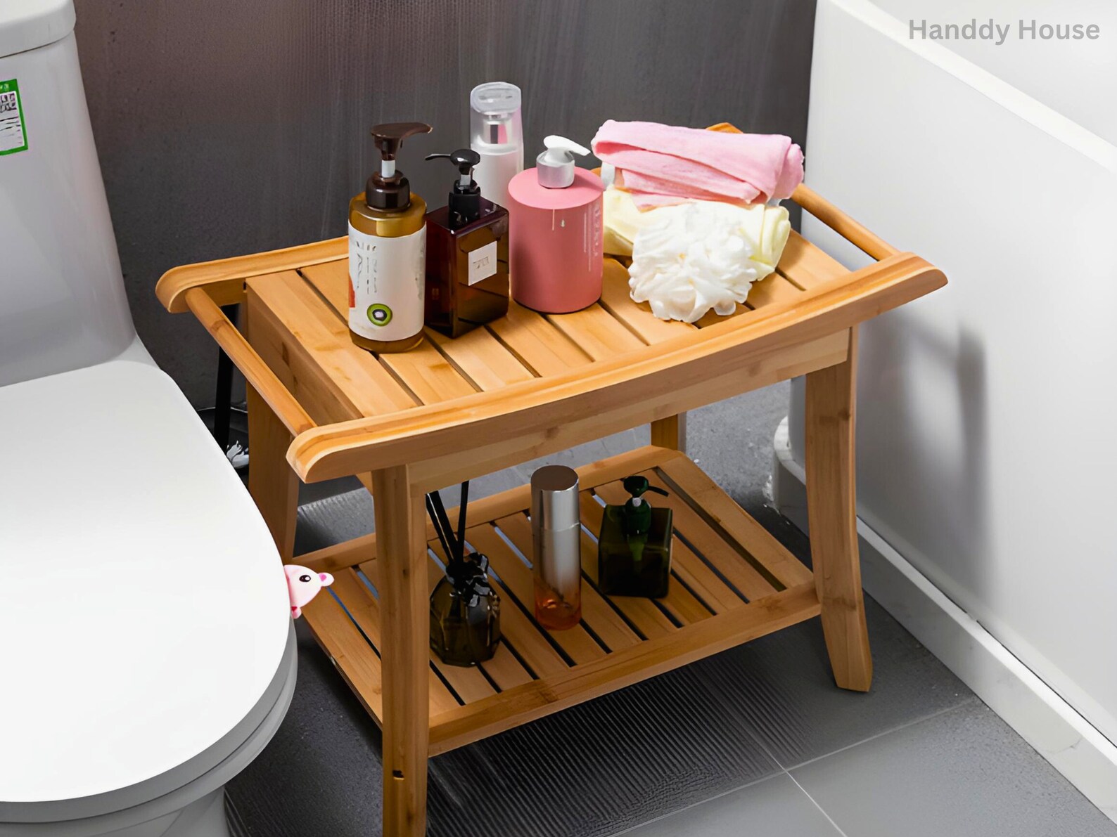 Handmade Wooden Shower Stool Modern Bathroom Stool Shower Bench Shower ...