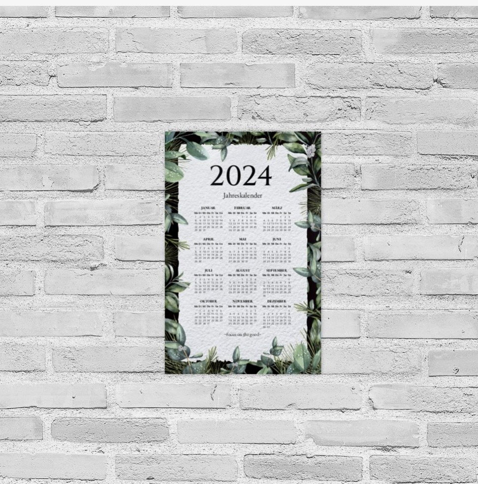 Poster Calendar 2024 Flowers Black Focus on the Good - Etsy