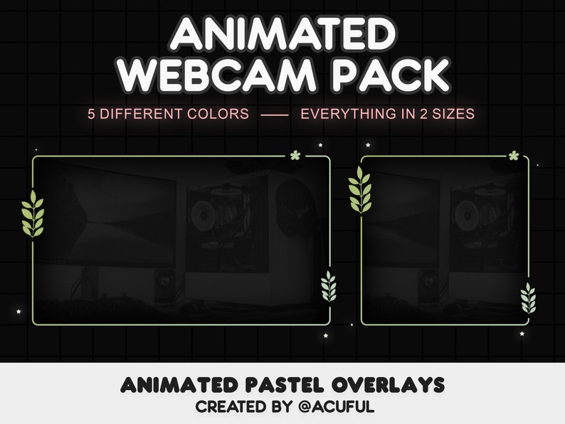 X10 ANIMATED Minimal Pastel Webcam Pack Cute Floral Webcam Overlay ...