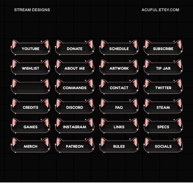 Cat Twitch Panels Package for Streaming | Profile Panel Designs ...