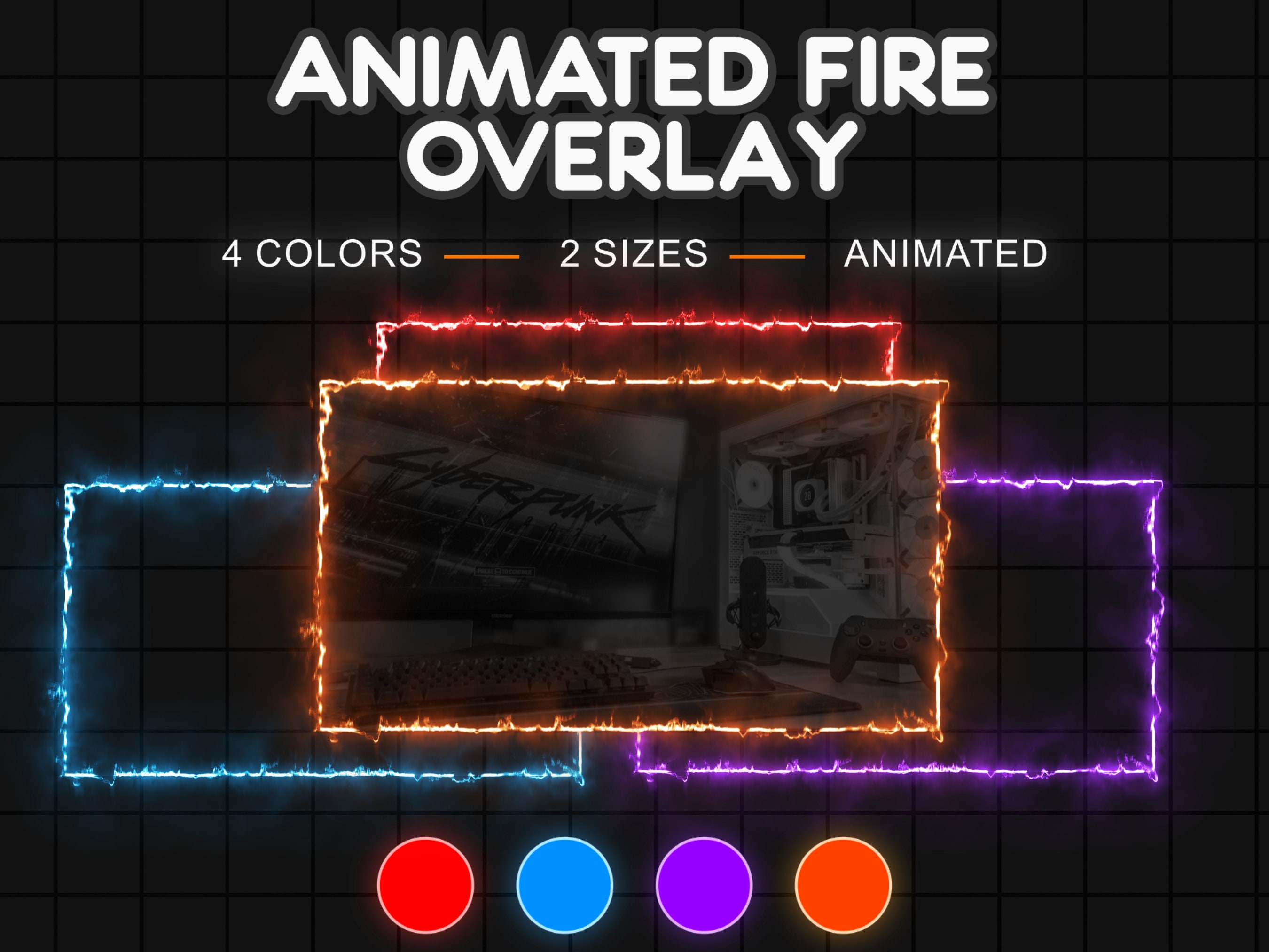Animated Fire Twitch Overlay Stream Package | Twitch, Youtube, Kick ...