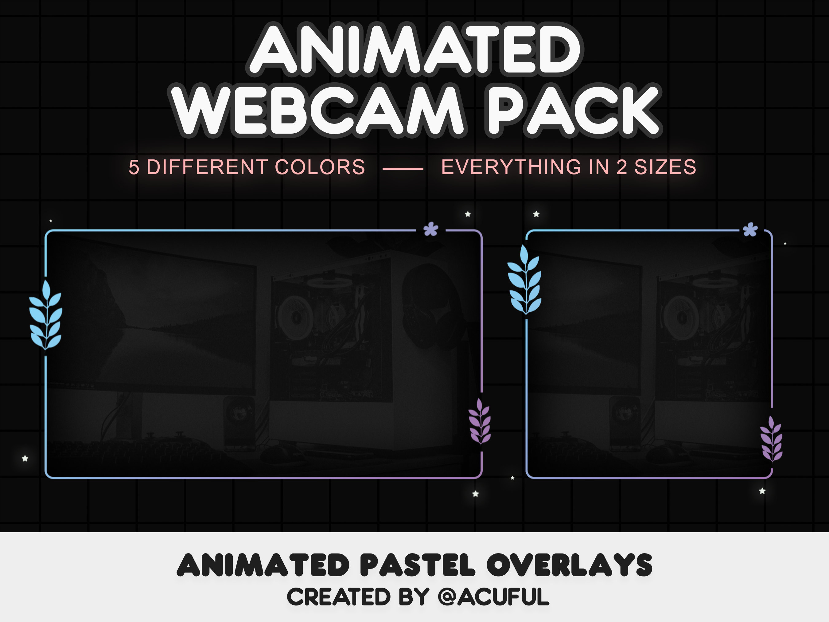 X10 ANIMATED Minimal Pastel Webcam Pack Cute Floral Webcam Overlay ...