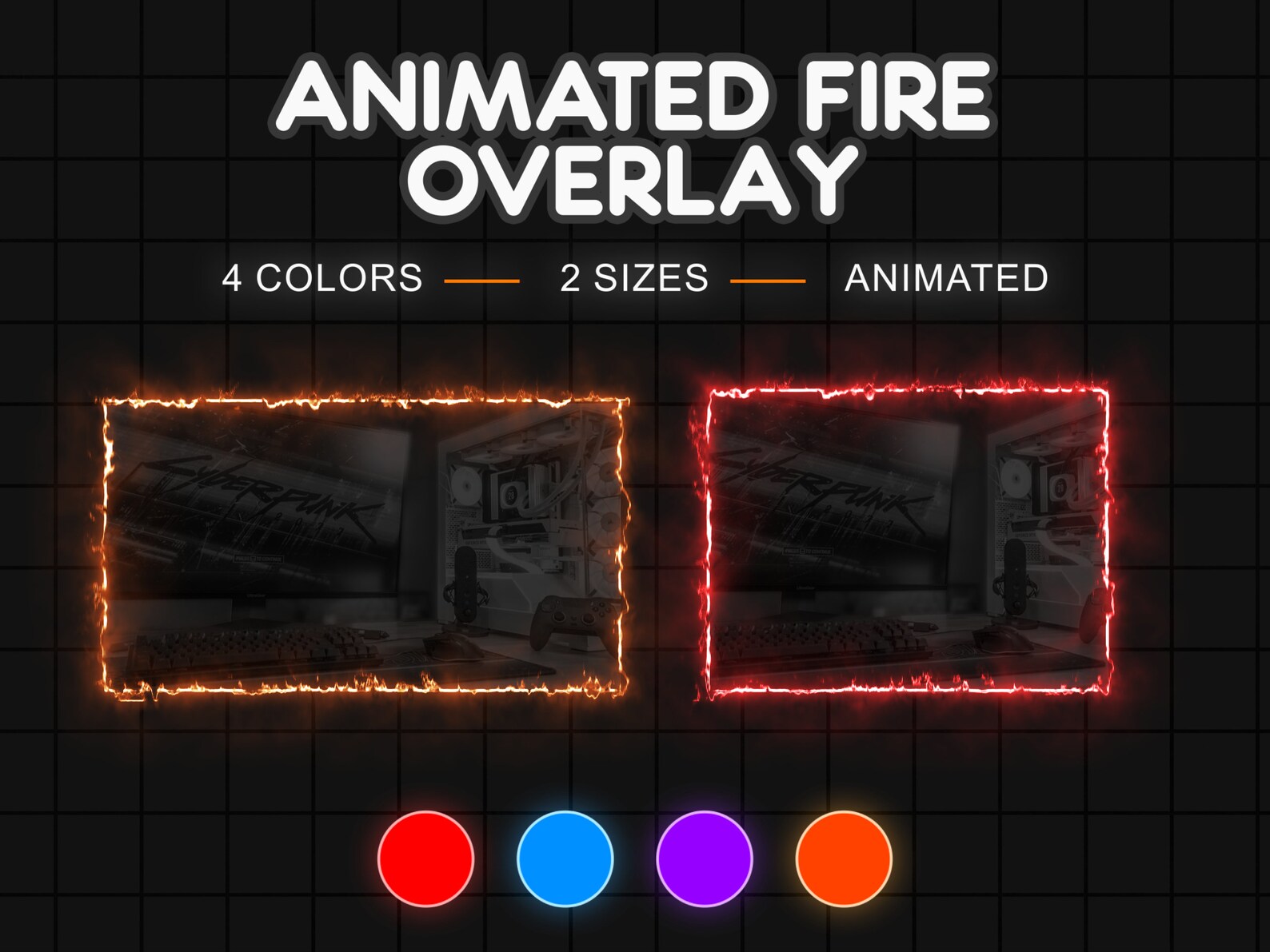 Animated Fire Twitch Overlay Stream Package | Twitch, Youtube, Kick ...