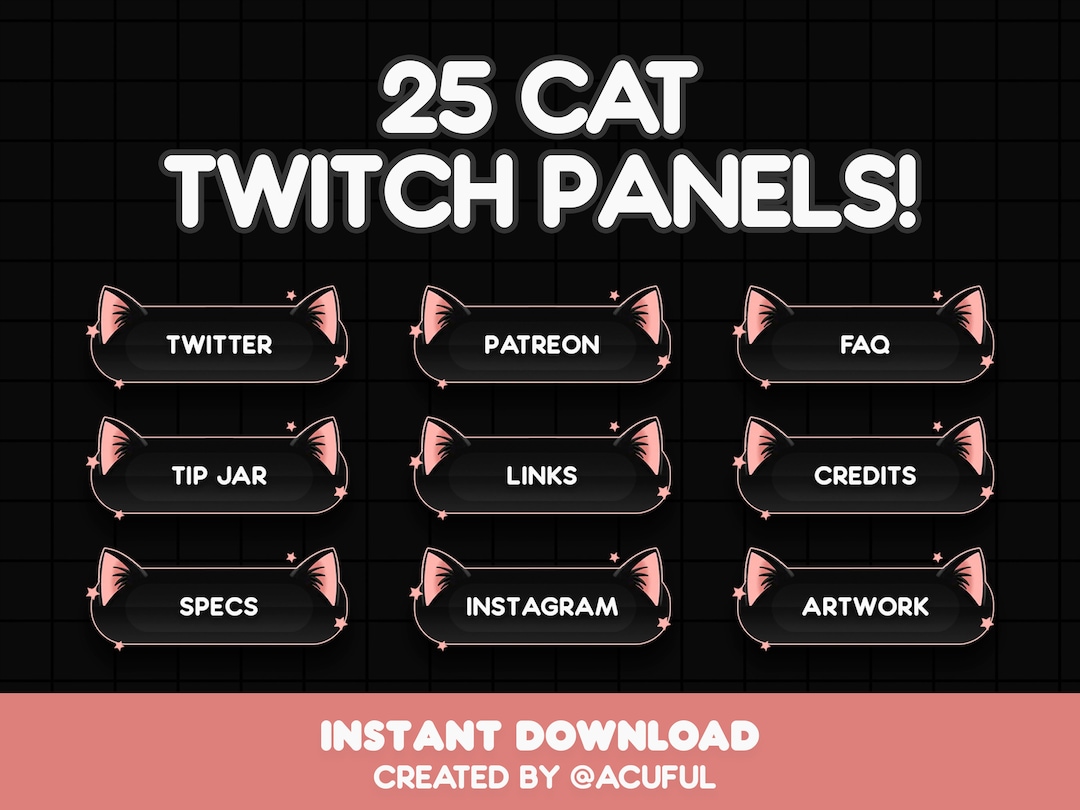 Cat Twitch Panels Package for Streaming | Profile Panel Designs ...