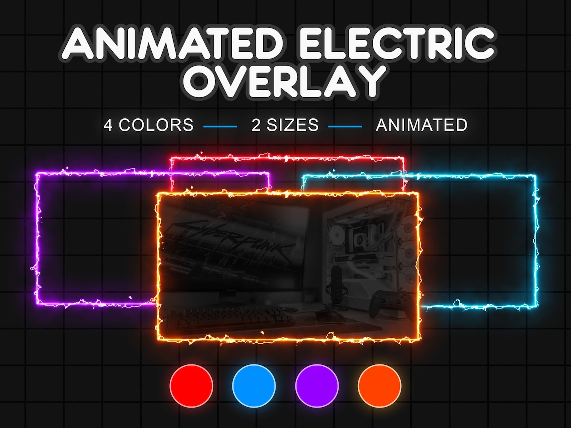 Animated Stream Overlay Package for Twitch | Neon Webcam Frames | OBS ...