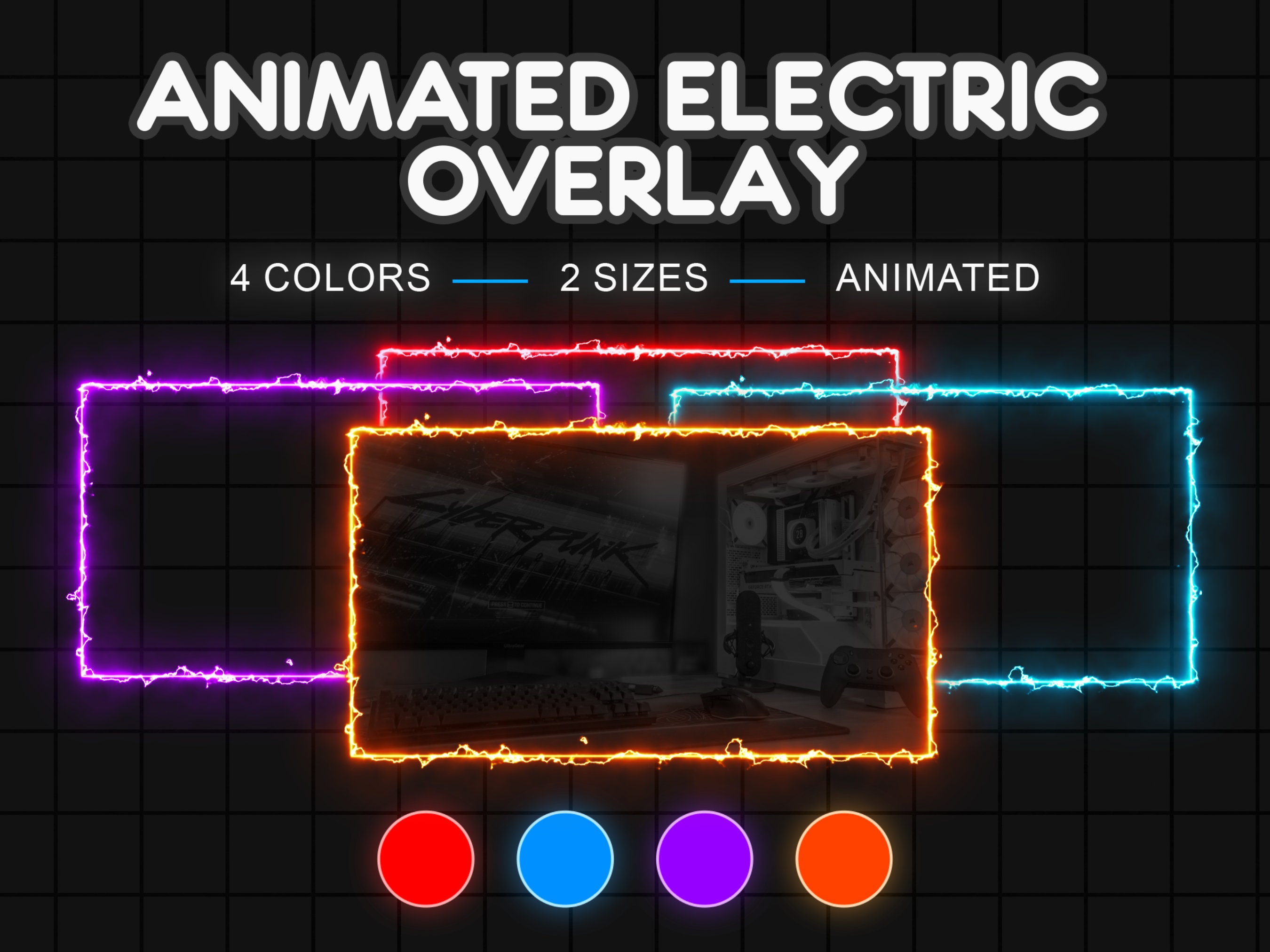 Animated Stream Overlay Package for Twitch | Neon Webcam Frames | OBS ...