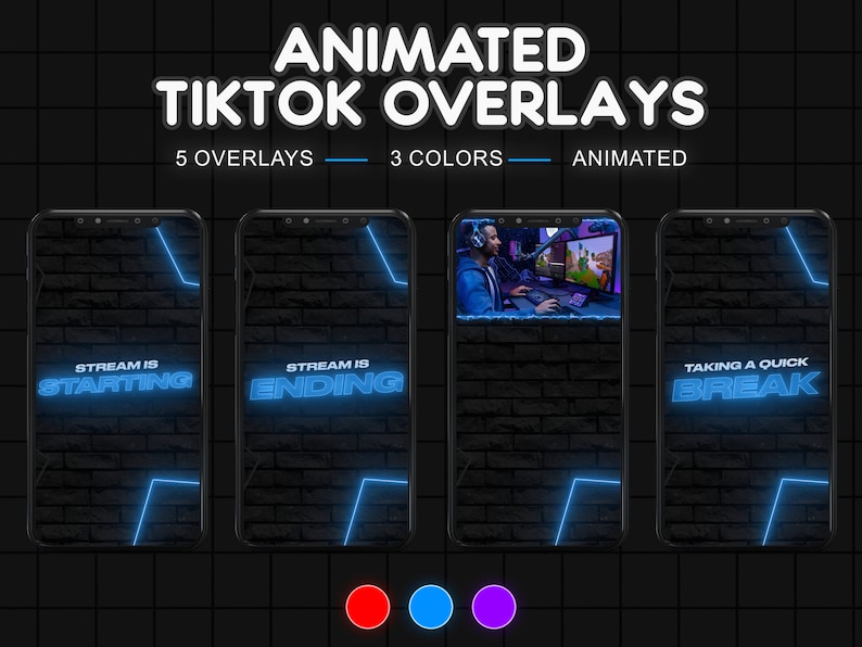 Tiktok Stream Overlay Pack | Neon Animated Layouts | Live Streaming ...