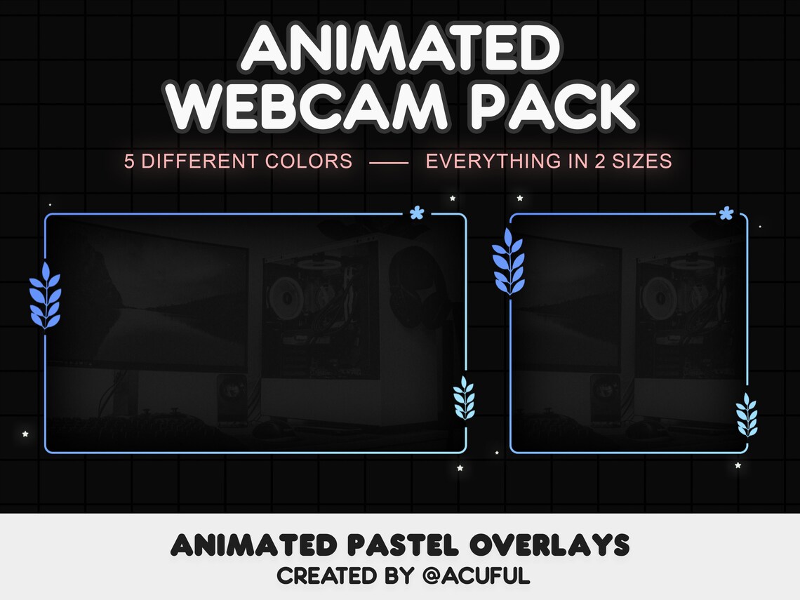 X10 ANIMATED Minimal Pastel Webcam Pack Cute Floral Webcam Overlay ...