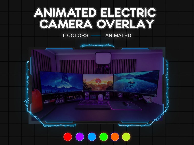 Stream Overlays Pack for Twitch | Camera Border Package | Electric Cam ...