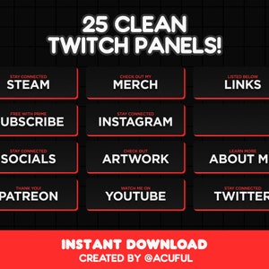 Twitch Panels Pack | Profile Panel Designs | Minimal Channel Layouts ...