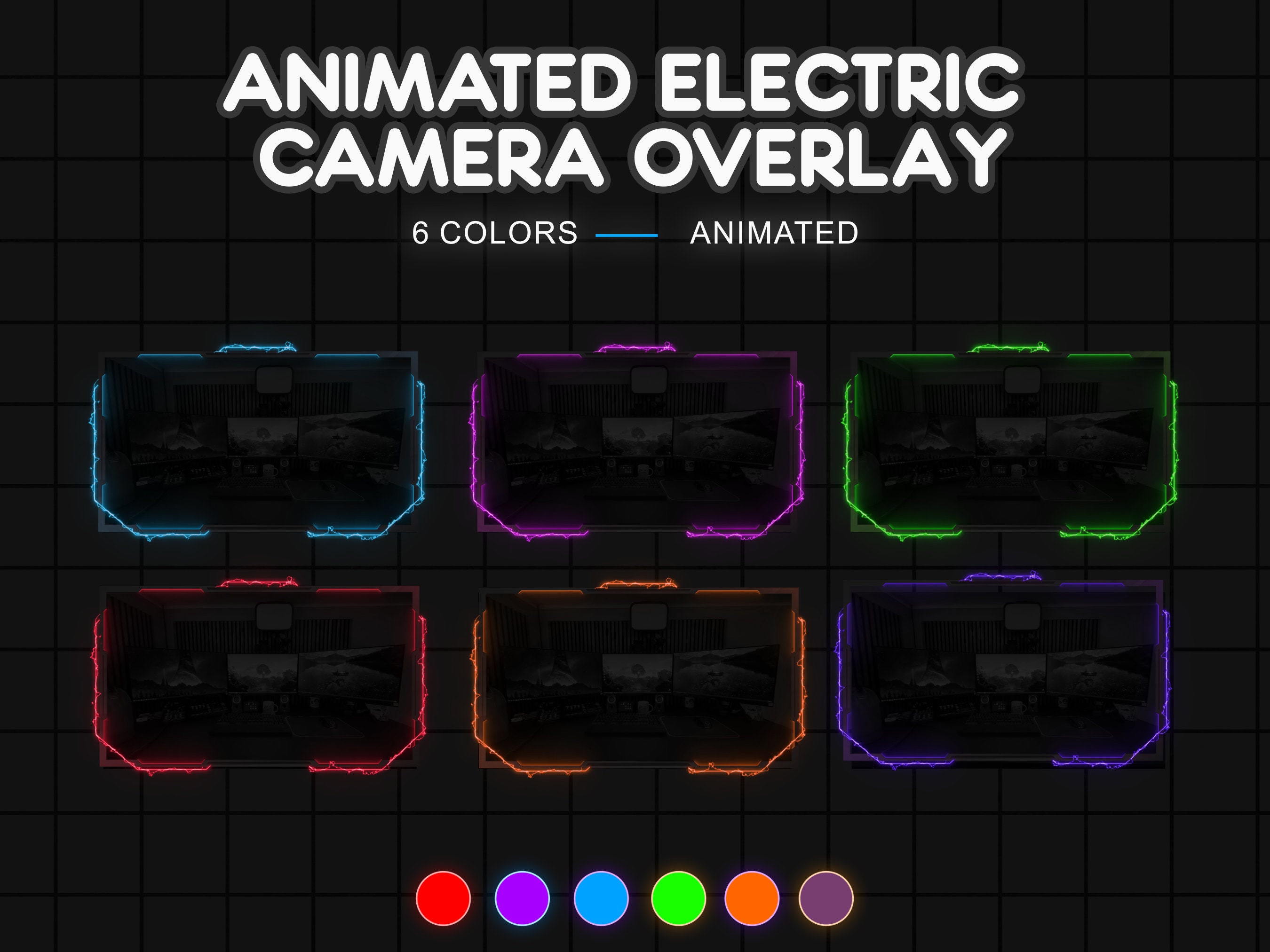 Animated Electric Webcam Overlay Webcam Border Stream Overlays Twitch ...