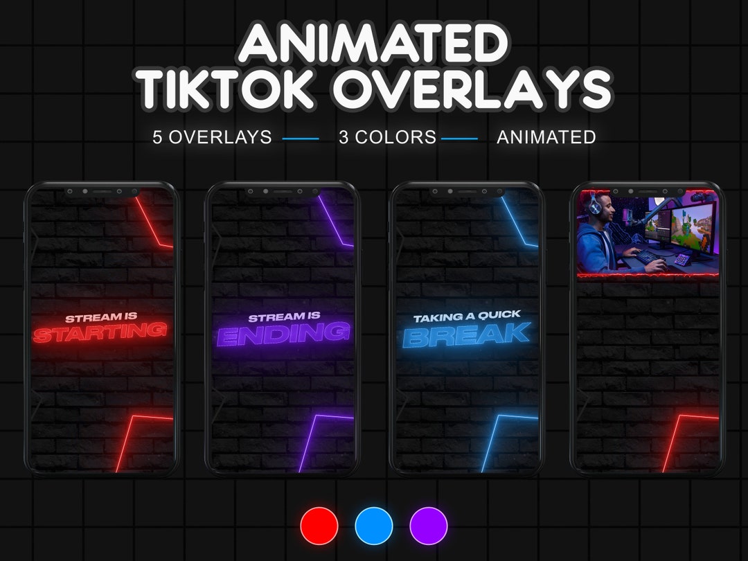 Tiktok Stream Overlay Pack | Neon Animated Layouts | Live Streaming Scenes | Webcam Borders - Etsy