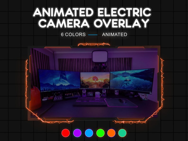 ANIMATED OVERLAYS NEON Pack Face Cam Border Design Twitch Stream Webcam ...
