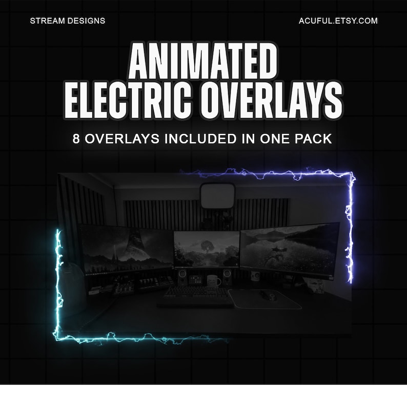 Twitch Overlay Pack | Electric Neon Webcam Frame Designs | Facecam ...