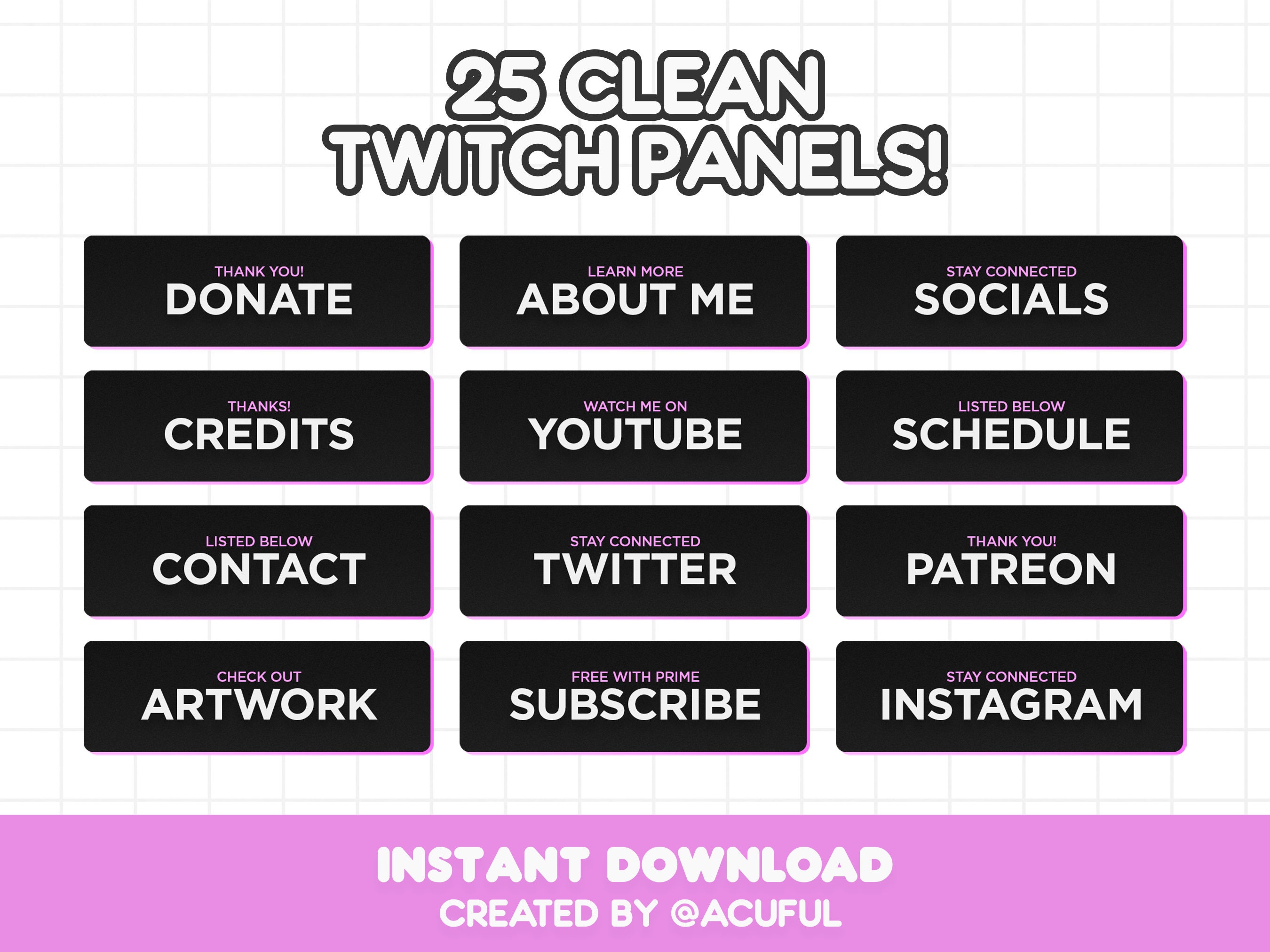 Minimal Twitch Panels Pack | Profile Panel Designs | Neon Streaming ...