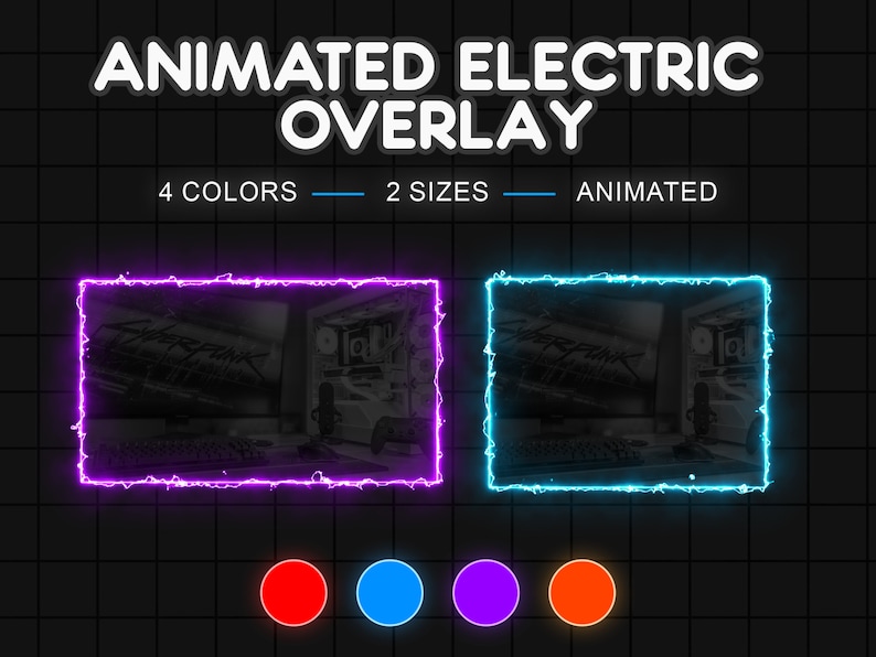 Animated Stream Overlay Package for Twitch | Neon Webcam Frames | OBS ...