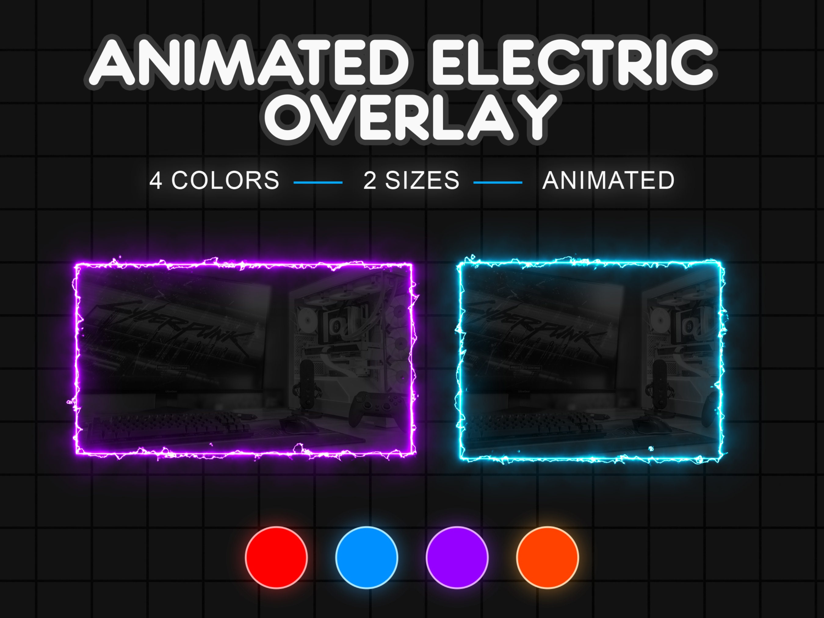 Animated Stream Overlay Package for Twitch | Neon Webcam Frames | OBS ...