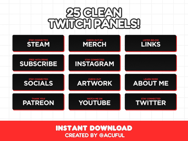 Twitch Panels Pack | Profile Panel Designs | Minimal Channel Layouts ...