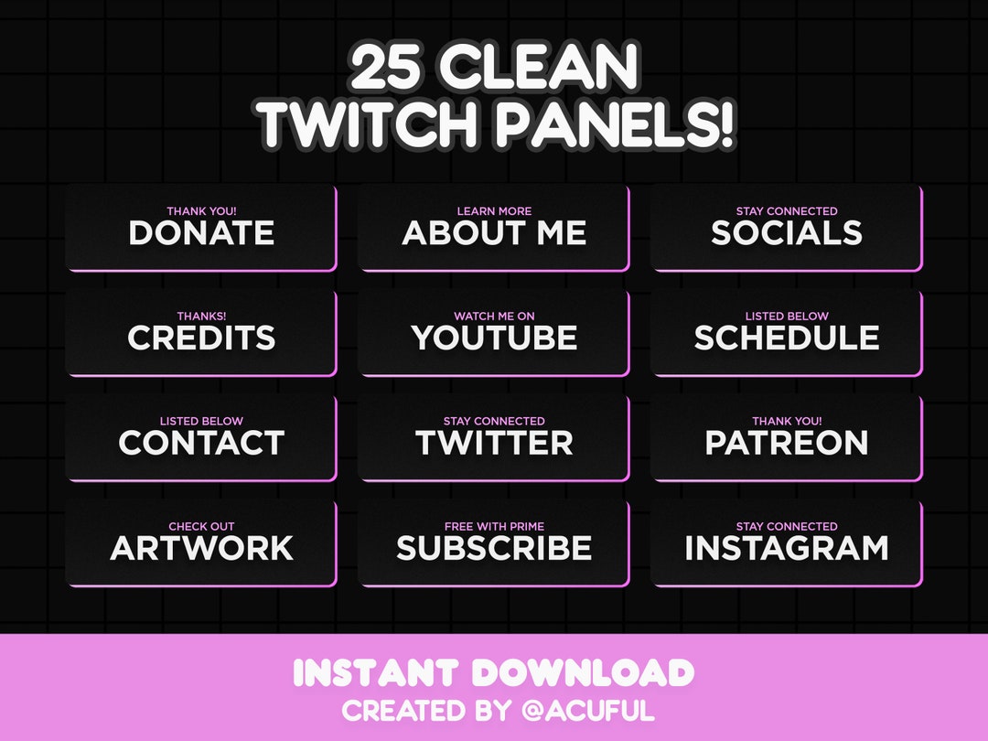 Twitch Panels Package for Streaming | Profile Panel Designs | Neon ...
