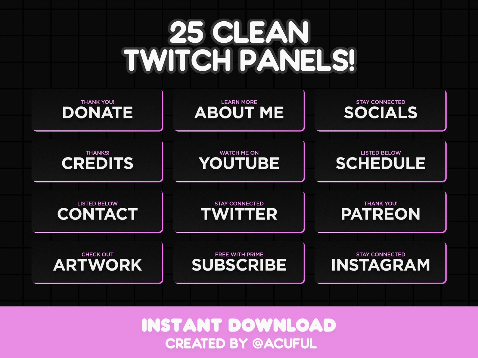 Minimal Twitch Panels Pack | Profile Panel Designs | Neon Streaming ...
