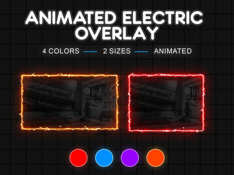 Animated Neon Overlays Stream Camera Border Electric Twitch Overlay ...