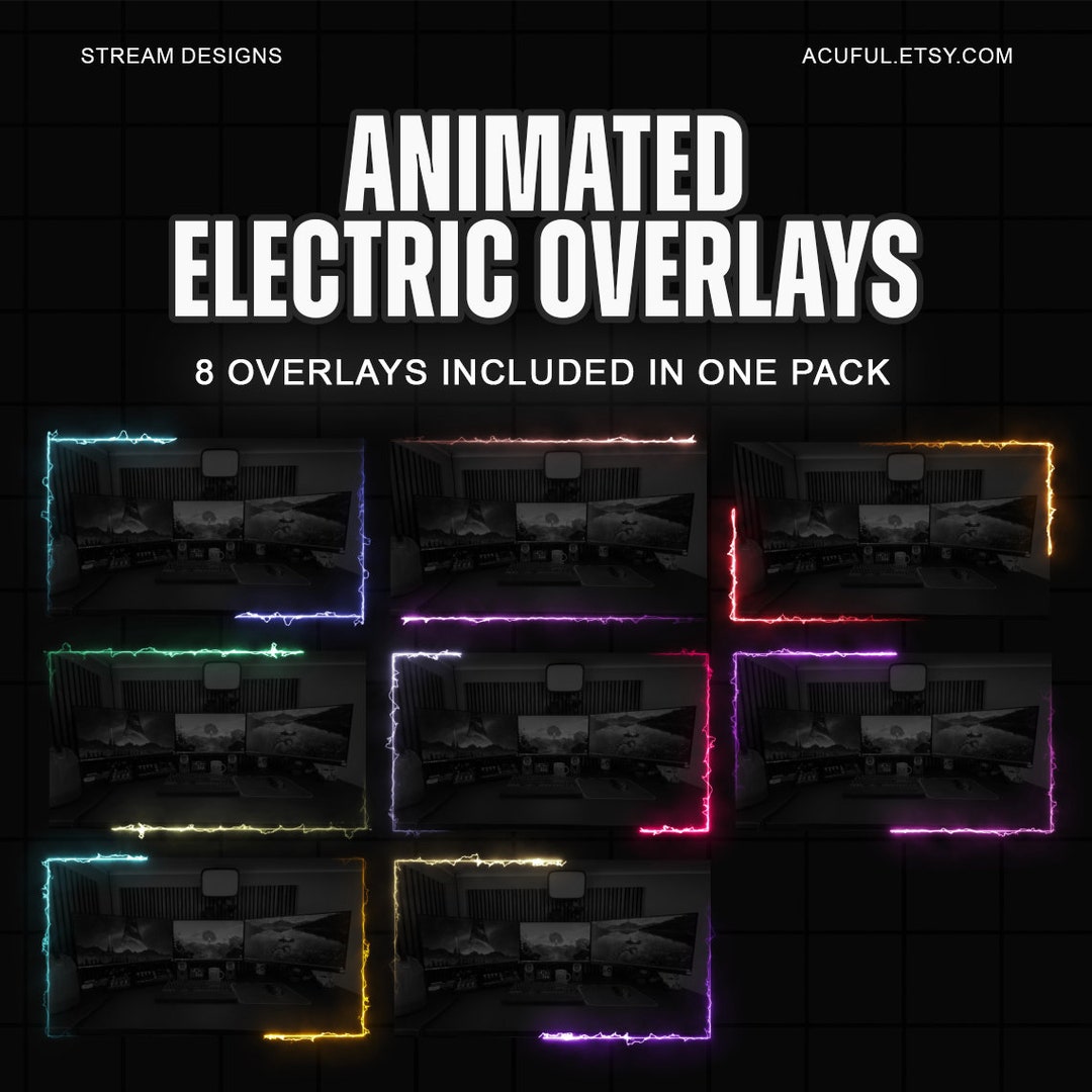 Animated OVERLAY Pack for Twitch Electric Camera Neon Cam Overlays ...